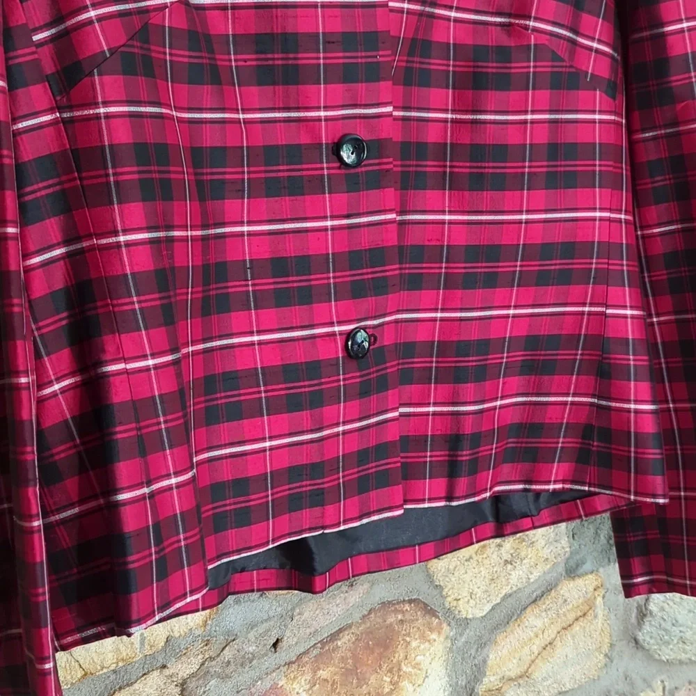 Pendleton | Jackets & Coats | Pendleton Red Plaid Silk Blazer | Poshmark